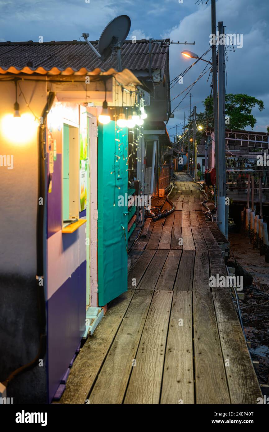 The Tan Jetty at night, George Town, Penang, Malaysia Stock Photo - Alamy