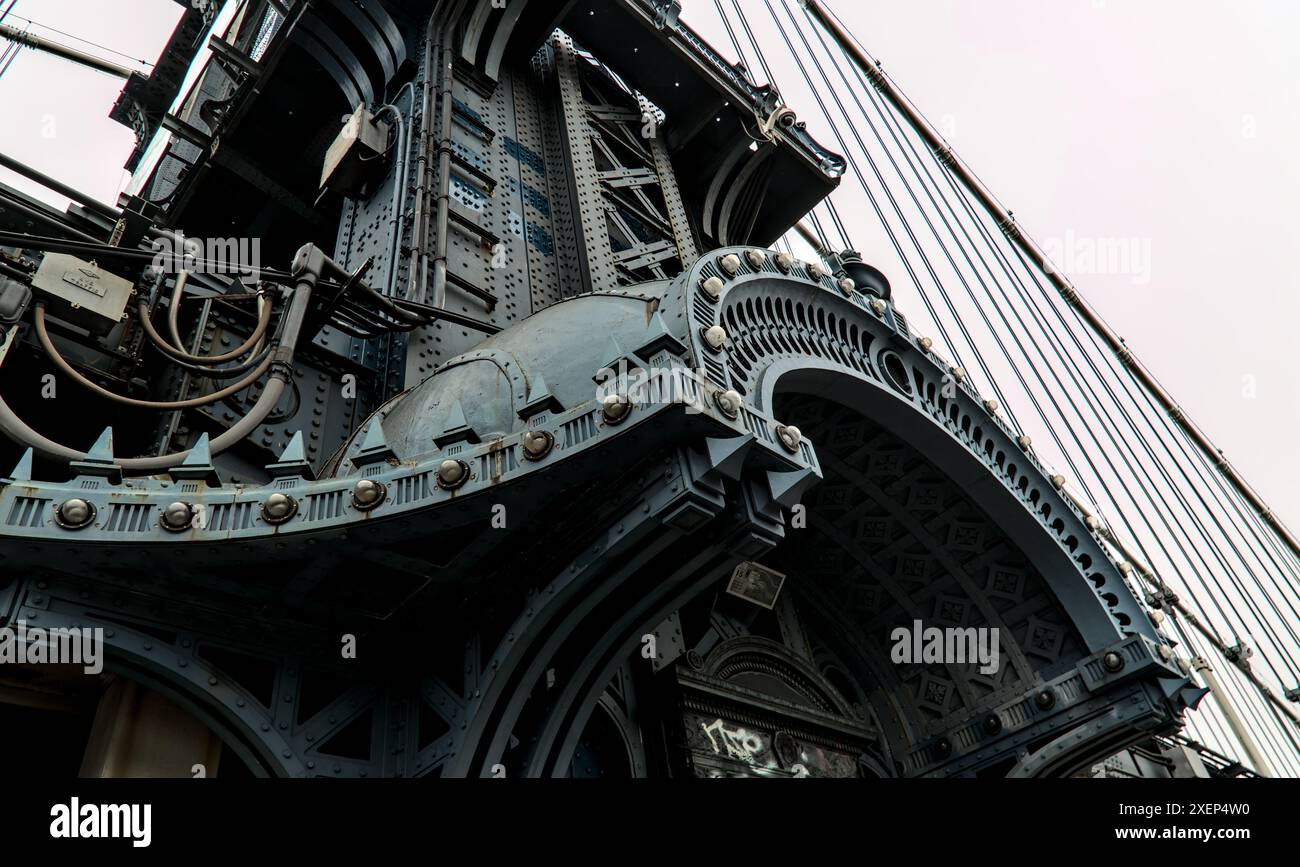 view of manhattan bridge pedestrian walkway (overpass over hudson river ...