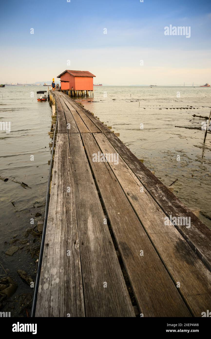 The end of the Tan Jetty at dusk, George Town, Penang, Malaysia Stock ...