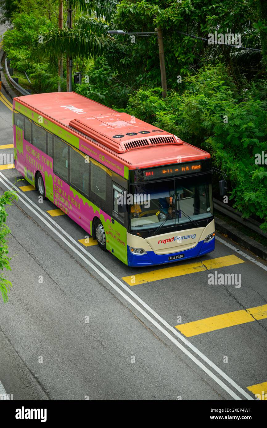Rapid Penang Bus taken from above, Penang, Malaysia Stock Photo - Alamy