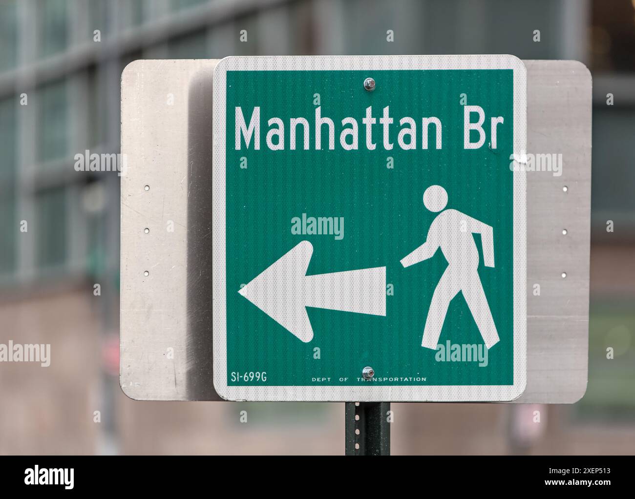 manhattan bridge pedestrian walking path sign in new york city brooklyn ...