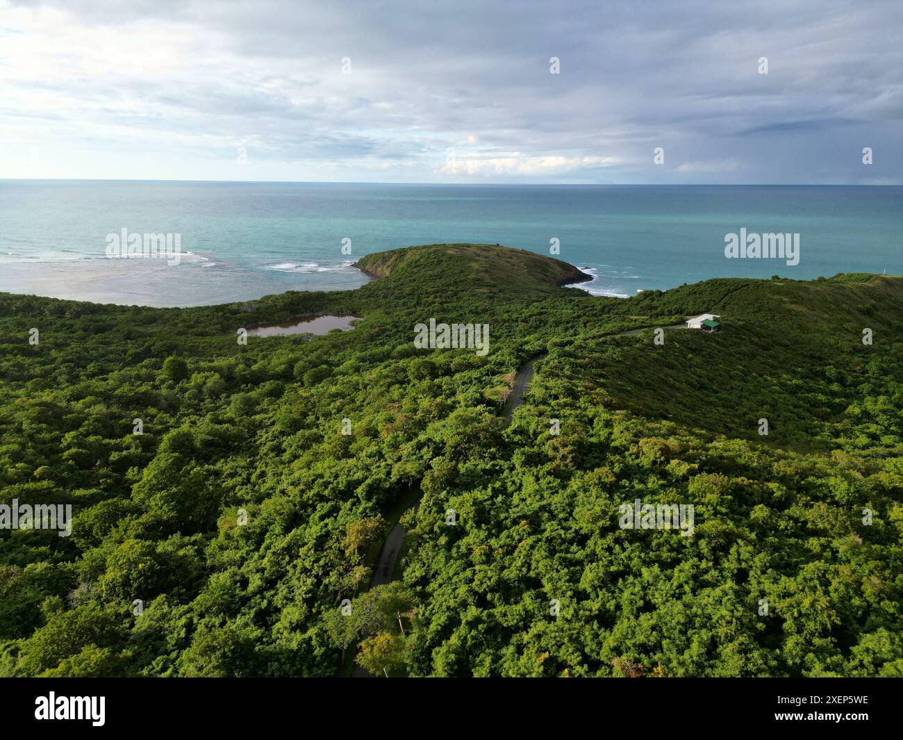 coastal seaside beach view in fajardo puerto rico (seen from above ...