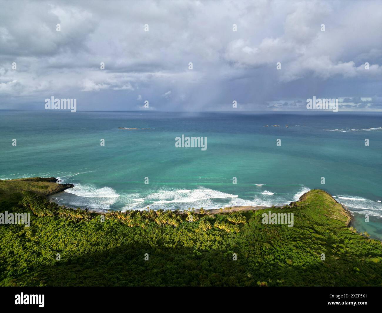 coastal seaside beach view in fajardo puerto rico (seen from above ...