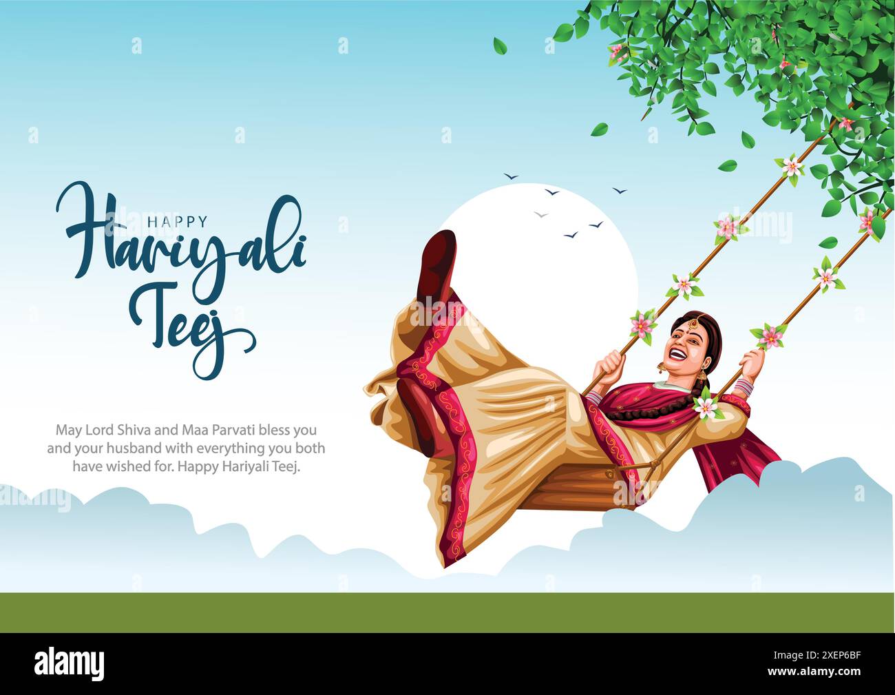 indian festival Happy Haryali Teej and Hartalika Teej. abstract vector ...