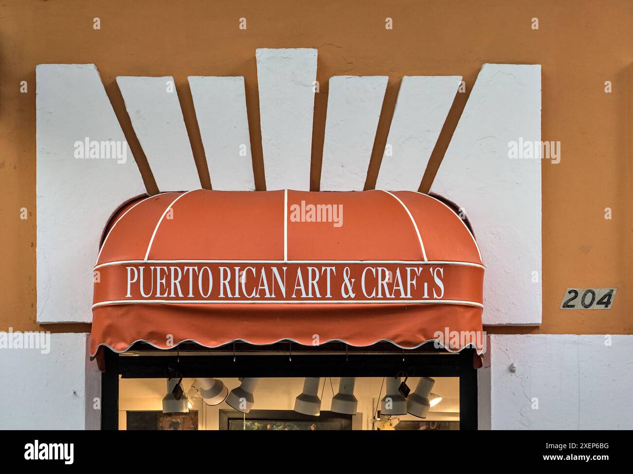 Iconic Puerto Rico Arts & Crafts souvenir shop awning detail on a ...