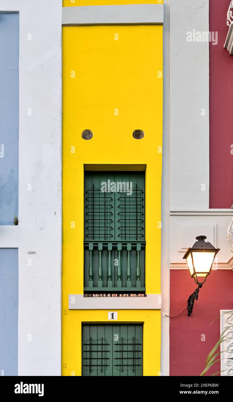 colorful colonial houses on calle tetuan in old san juan, puerto rico ...