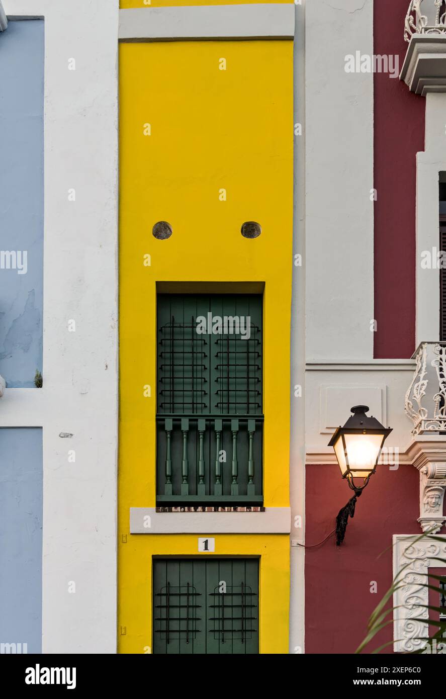 colorful colonial houses on calle tetuan in old san juan, puerto rico ...