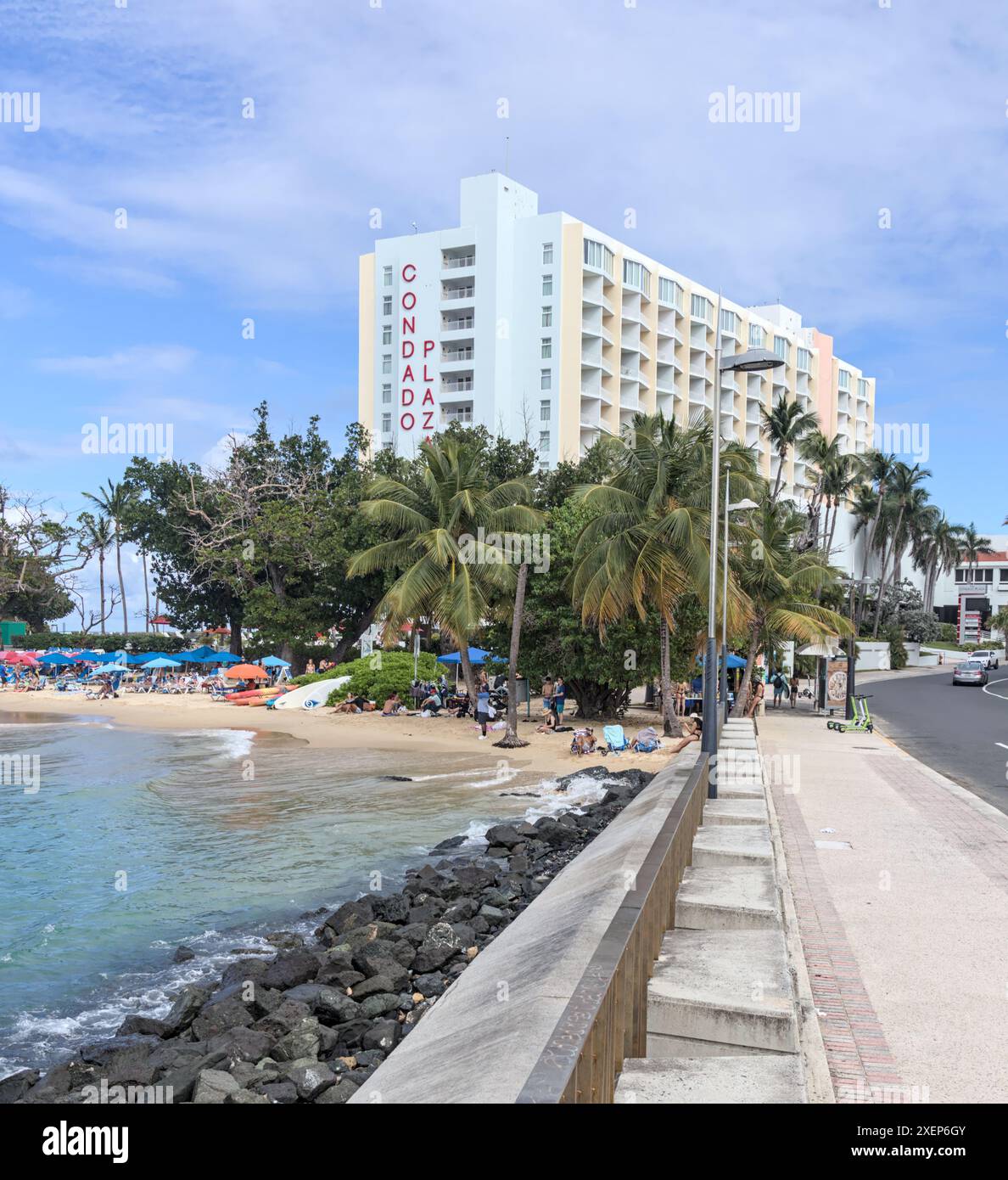 Condado Plaza hotel and tropical beach viewed from Puente Dos Hermanos ...
