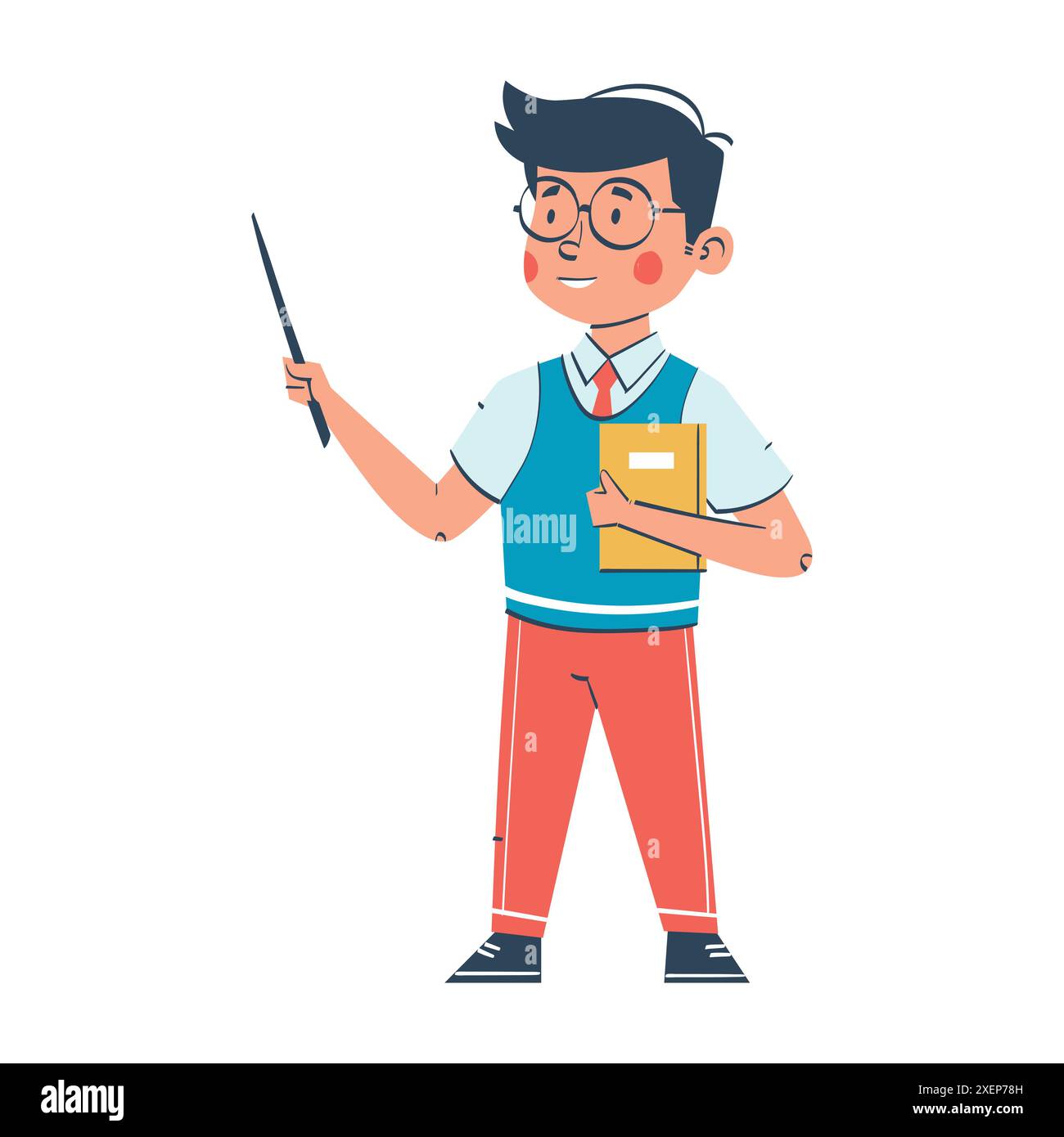 Schoolboy explaining lesson while holding a book vector illustration ...