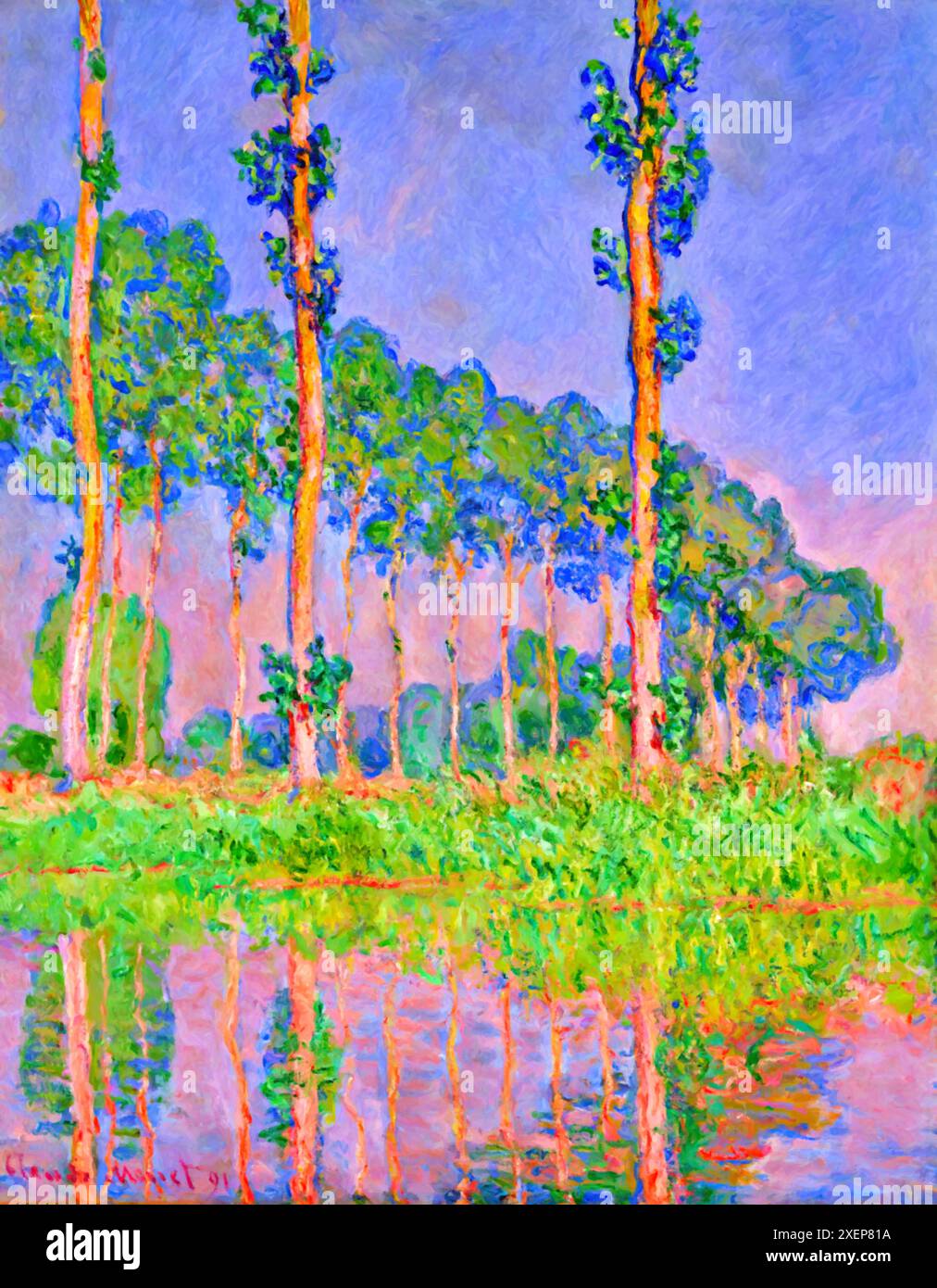 The three trees in spring, 1891 (painting) by Artist Monet, Claude ...