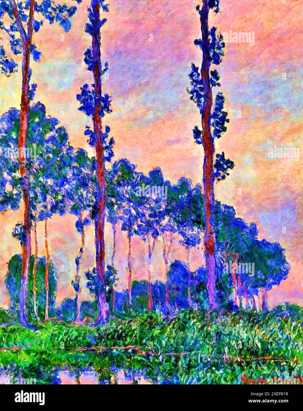 The three trees in grey weather, 1891 (painting) by Artist Monet ...