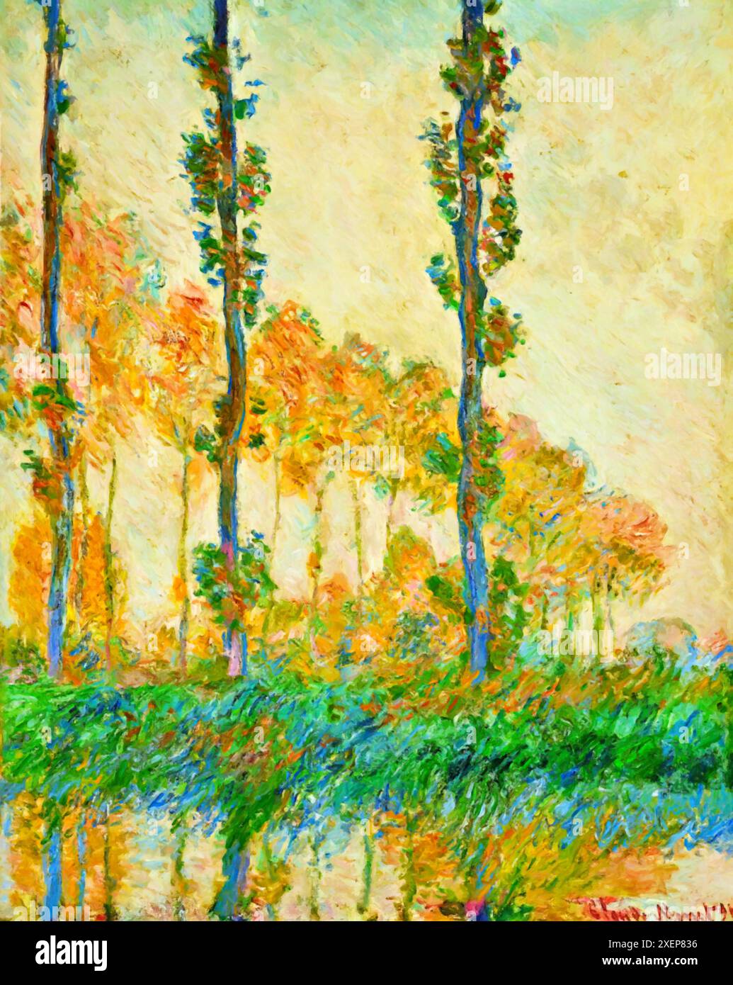 Three trees in autumn, 1891 (painting) by Artist Monet, Claude (1840 ...
