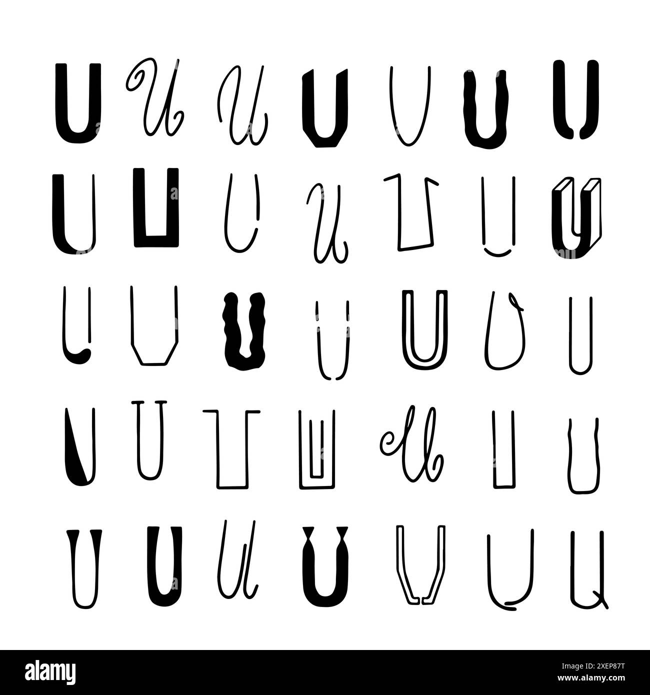 Set of letters U in different styles. Hand drawn lettering Stock Vector ...