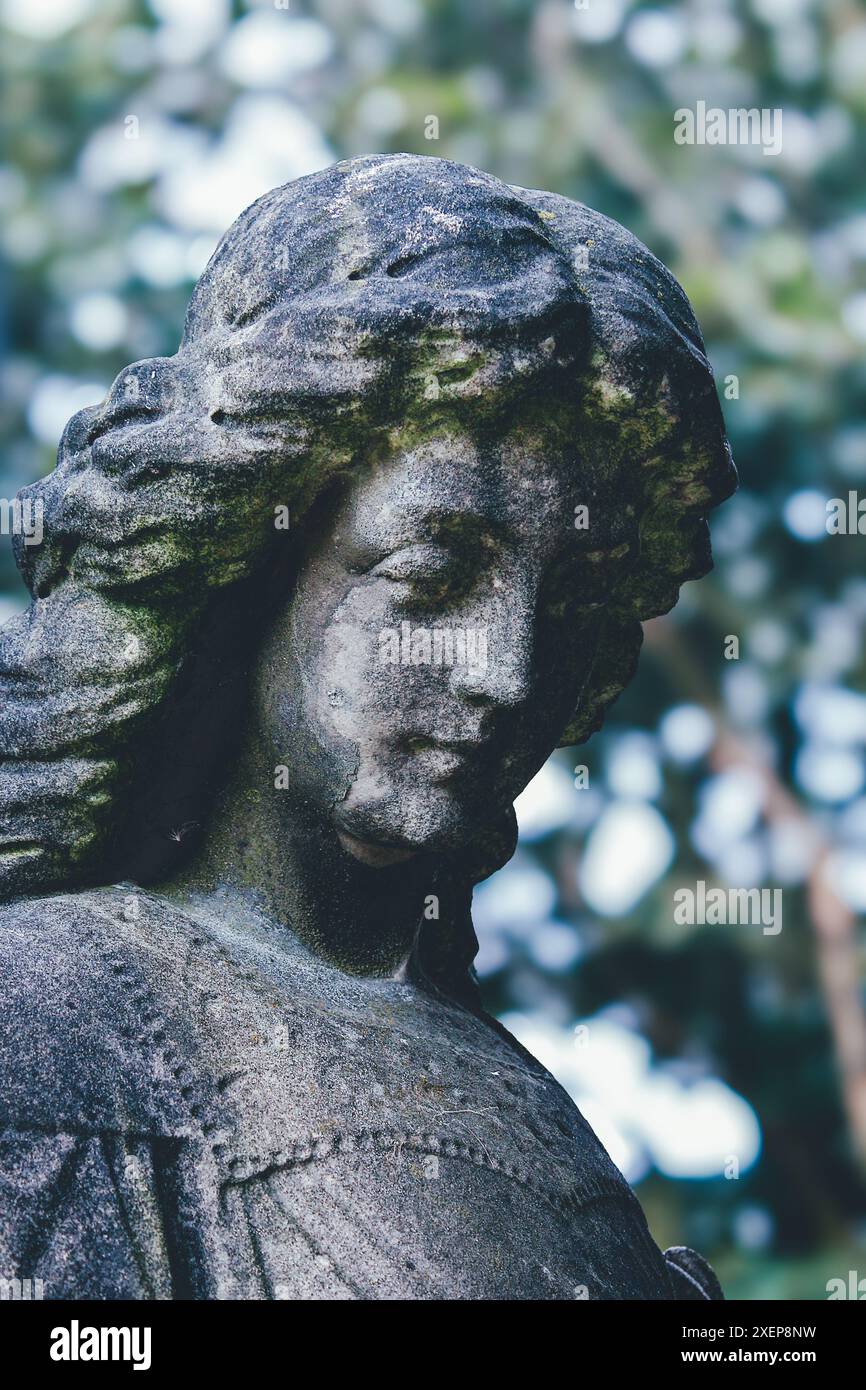 Guardian angle watching over the graves in a cemetery Stock Photo - Alamy