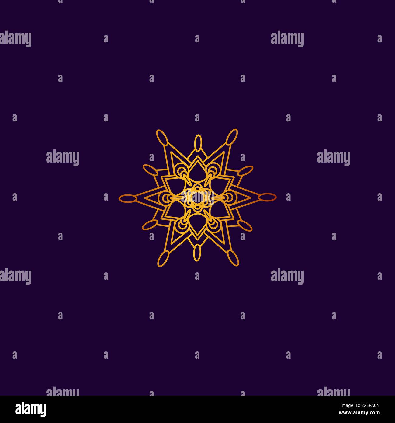 luxury line art mandala golden design background inlaid in purple ...