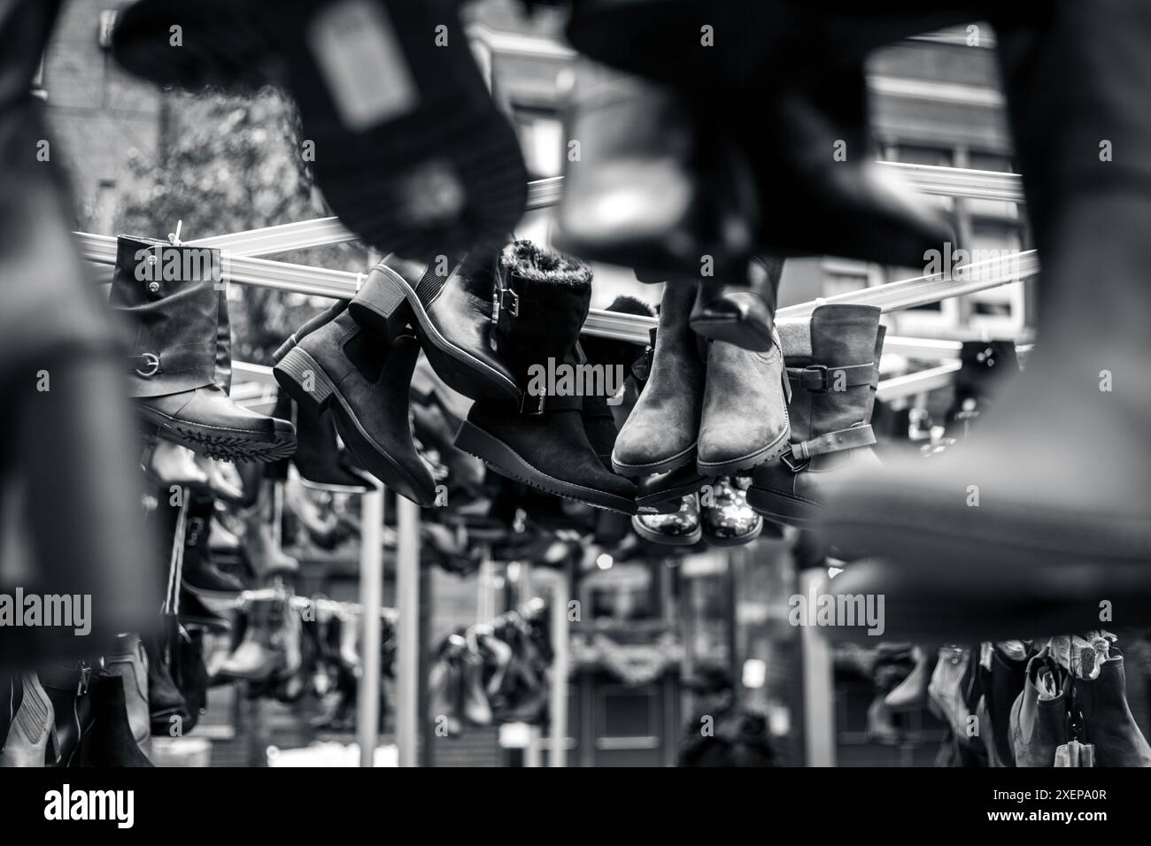 Shopping market stall shoes hi-res stock photography and images - Alamy