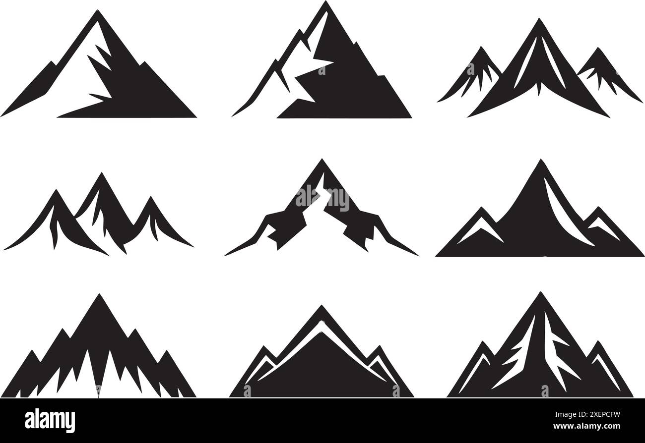 Set mountain range silhouettes Stock Vector Images - Alamy