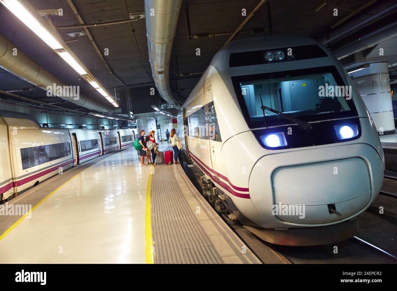 High speed train. Sans station. Barcelona. Catalonia. Spain Stock Photo ...
