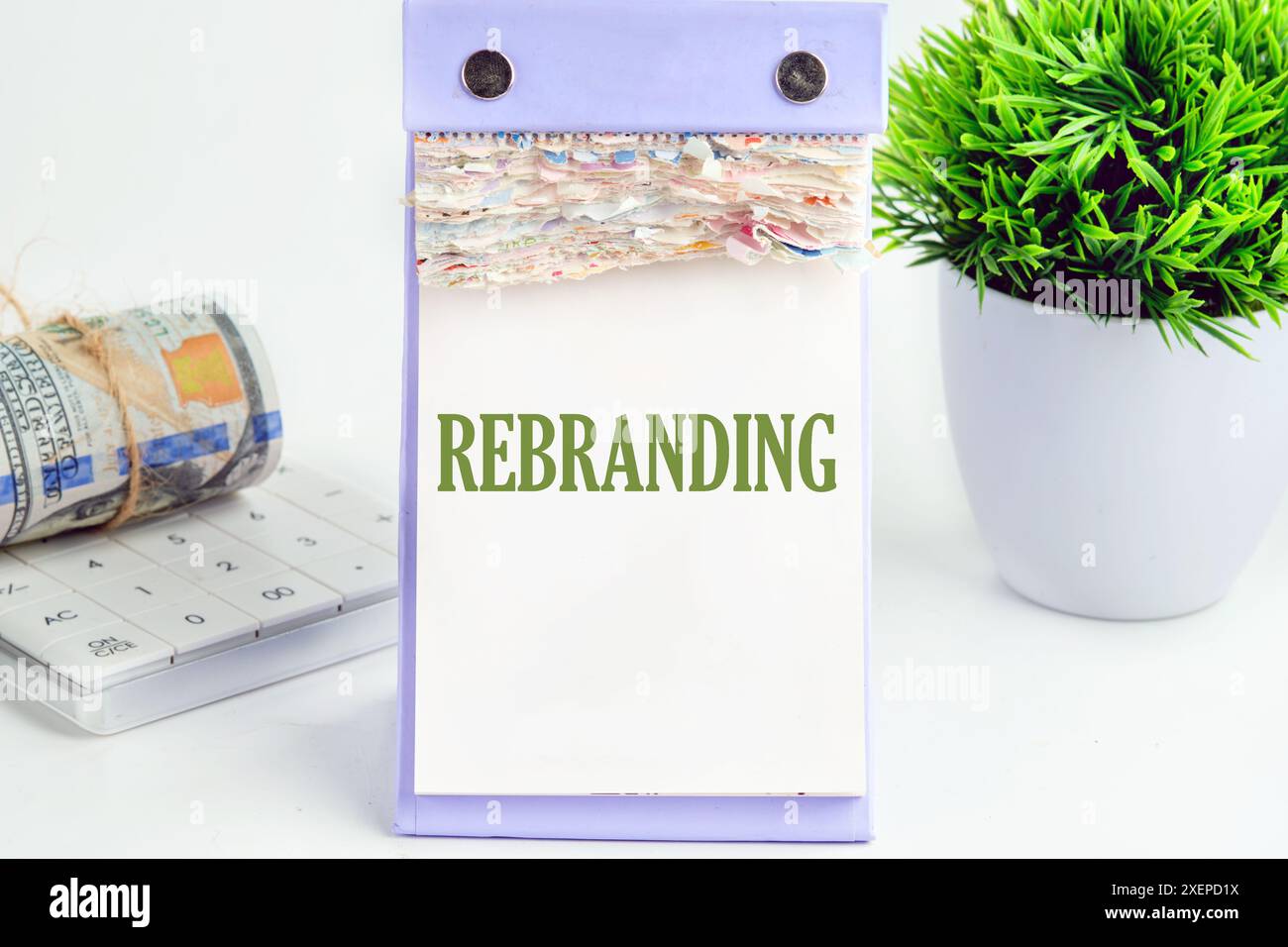 Business and rebrand concept. Copy space. REBRANDING symbol on a ...