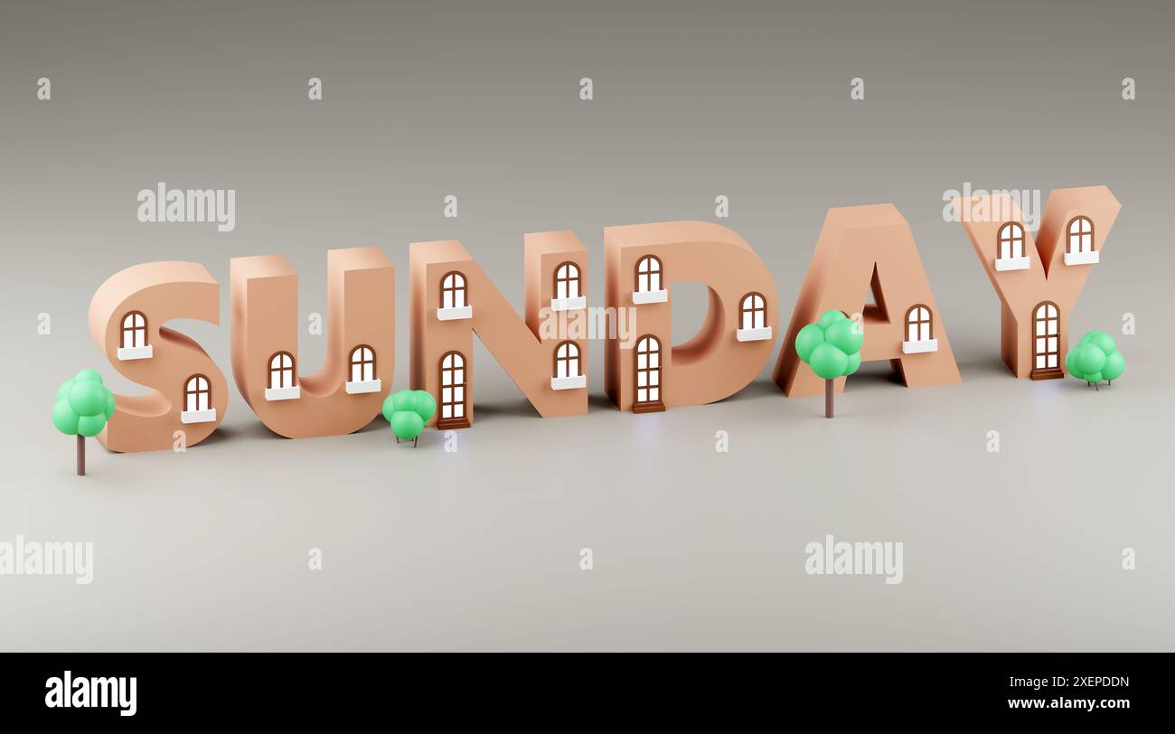 Bright Sunday Blocks made by tiny houses A Vibrant 3D Illustration ...