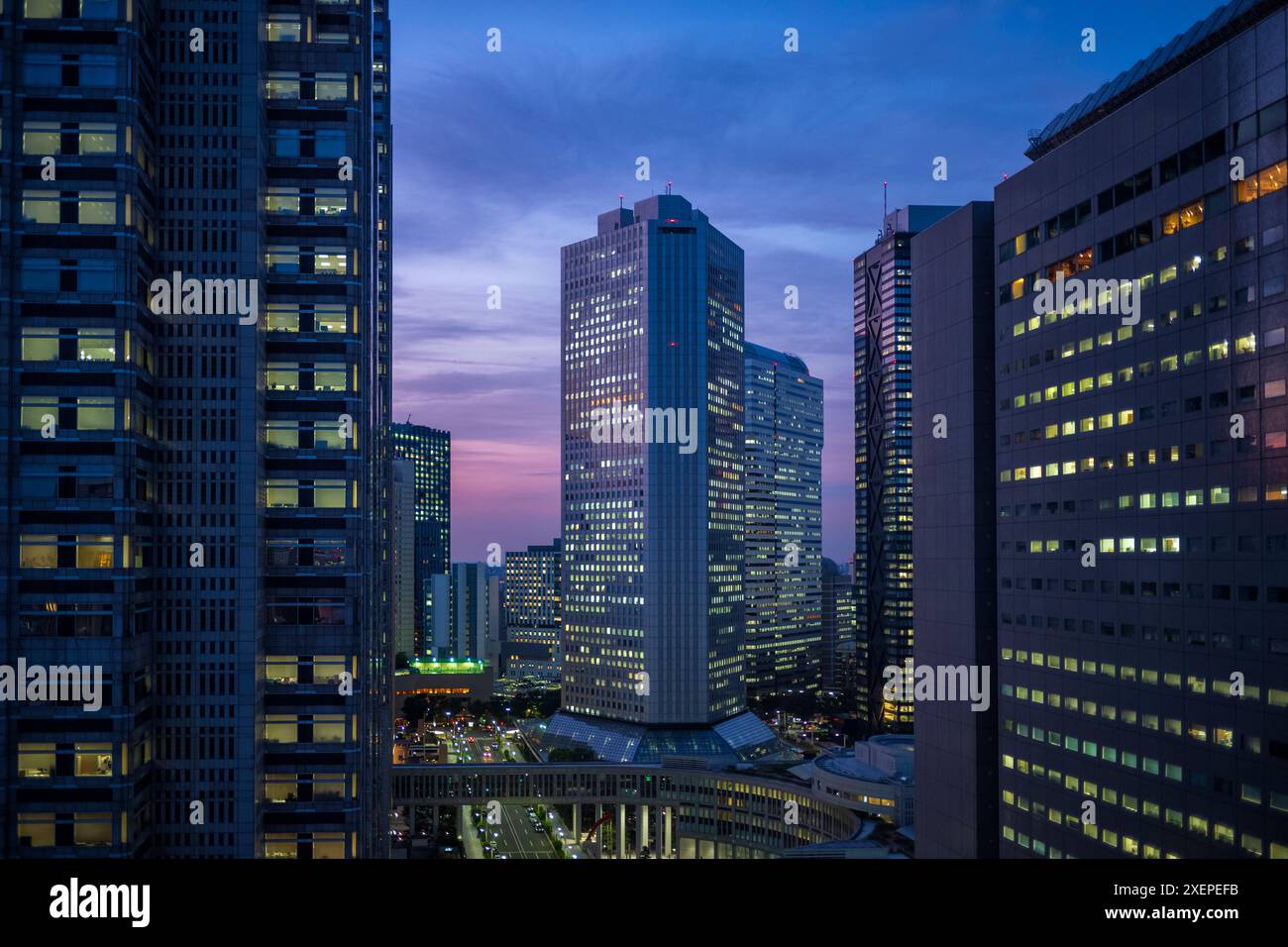 Evening cityscape of Shinjuku, the heart of Tokyo, Japan photographed ...