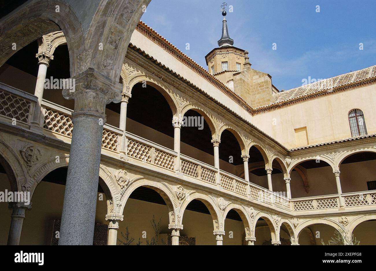 Plateresque courtyard at Museo de Santa Cruz founded by Cardinal Pedro González de Mendoza and ...