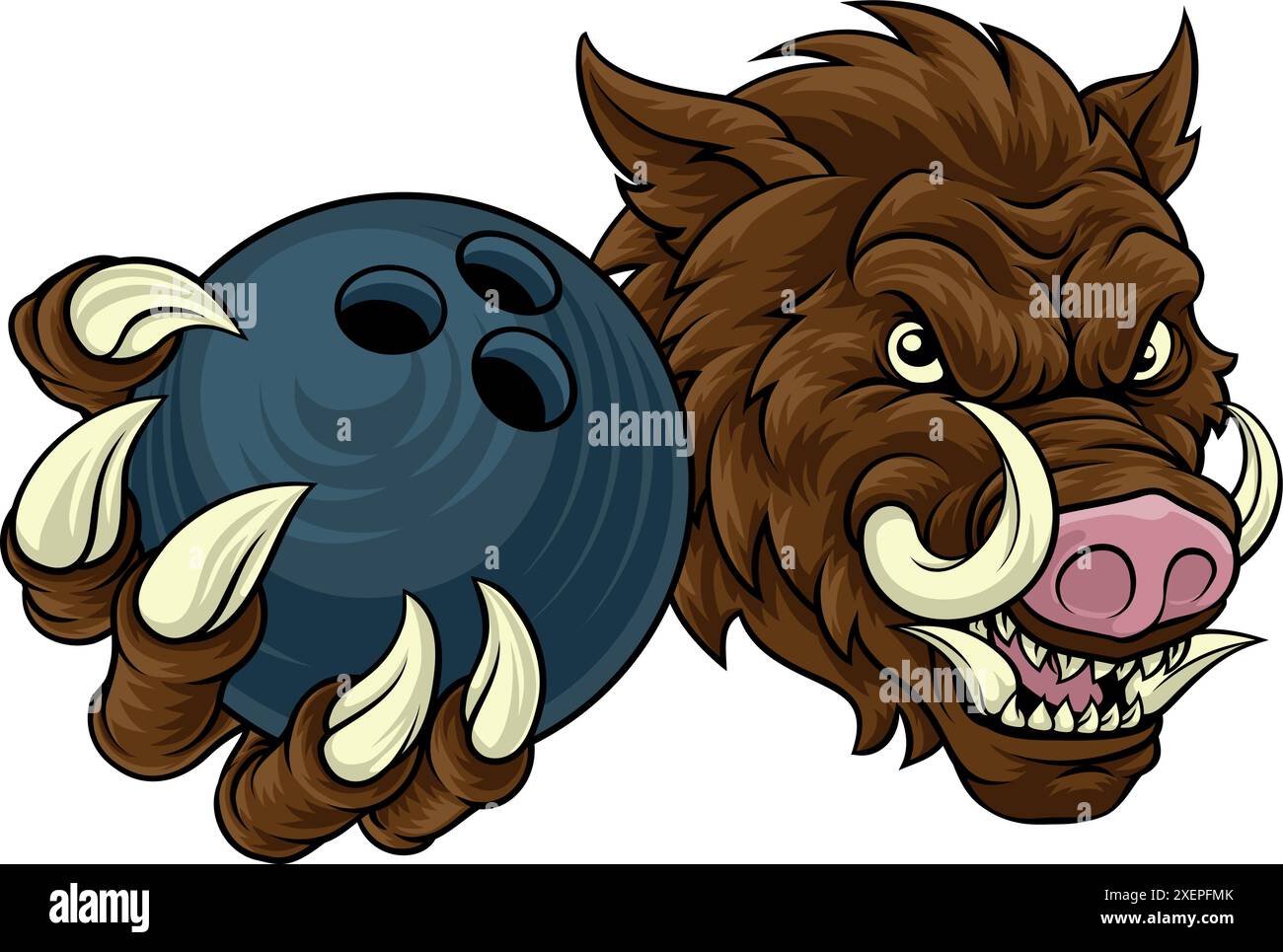 Boar Wild Hog Razorback Warthog Pig Bowling Mascot Stock Vector Image ...