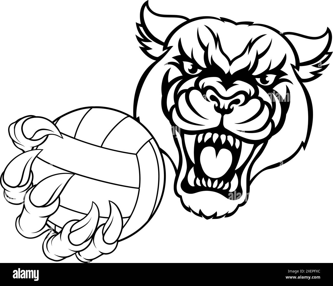 Panther Jaguar Leopard Volleyball Ball Claw Mascot Stock Vector Image ...