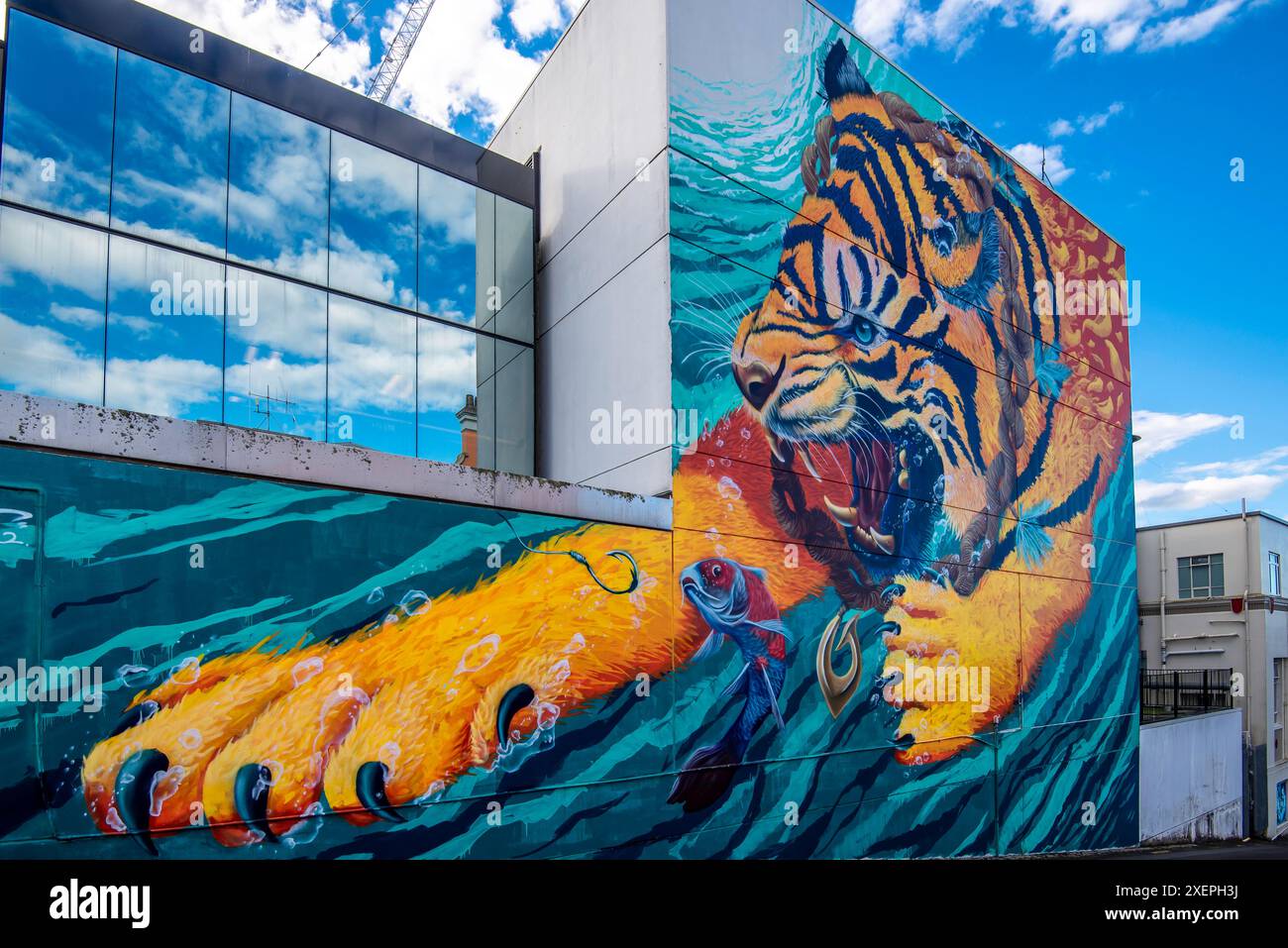 Dunedin-based artist Koryu painted this tiger catching a koi fish as ...