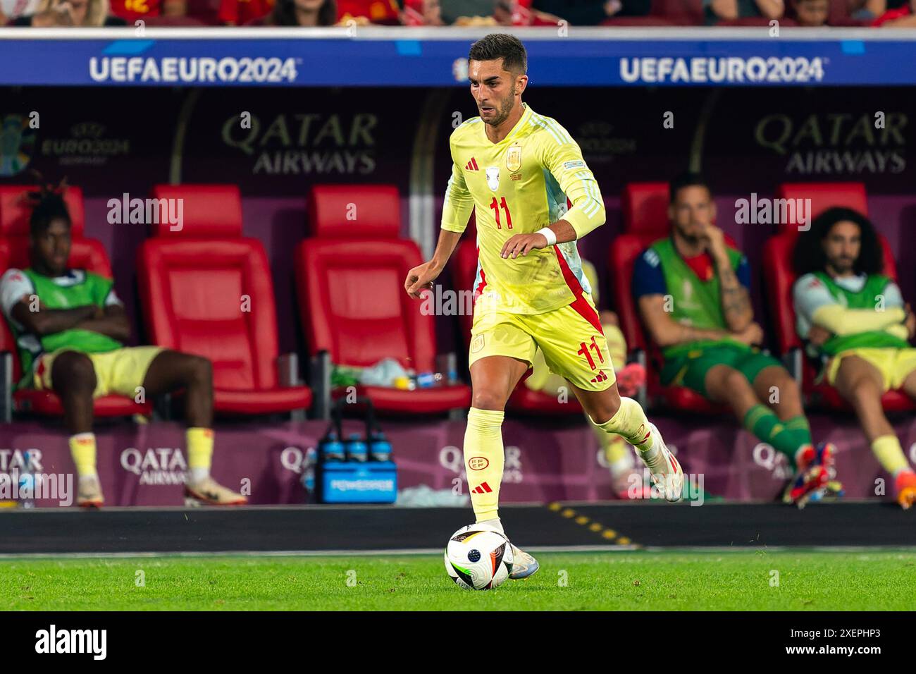 DUSSELDORF, GERMANY - JUNE 24: Ferran Torres of Spain runs with the ...
