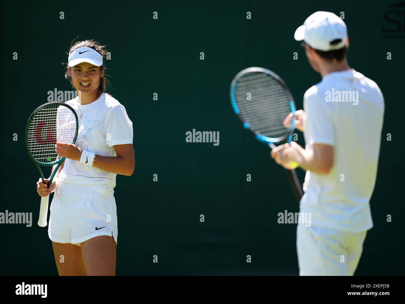 Emma Raducanu on the practice court at the All England Lawn Tennis and ...