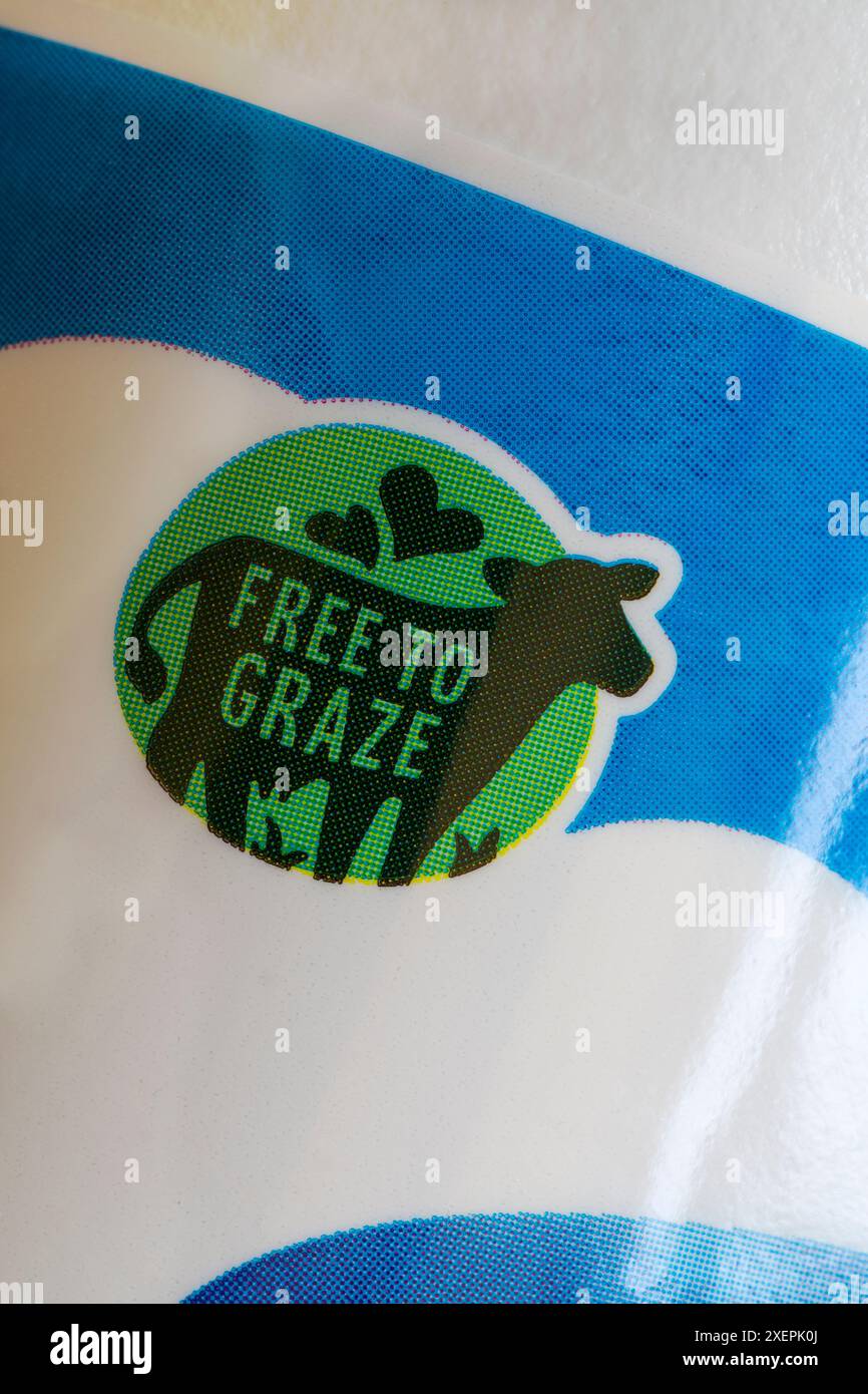 Free to Graze symbol logo - detail on container of Arla Cravendale ...