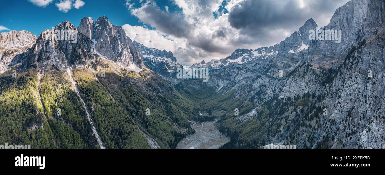 Prokletije mountains with towering cliffs and rocky peaks in Montenegro ...