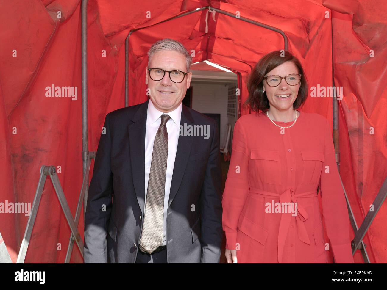 Labour Party leader Sir Keir Starmer with Labour candidate Alex Baker ...