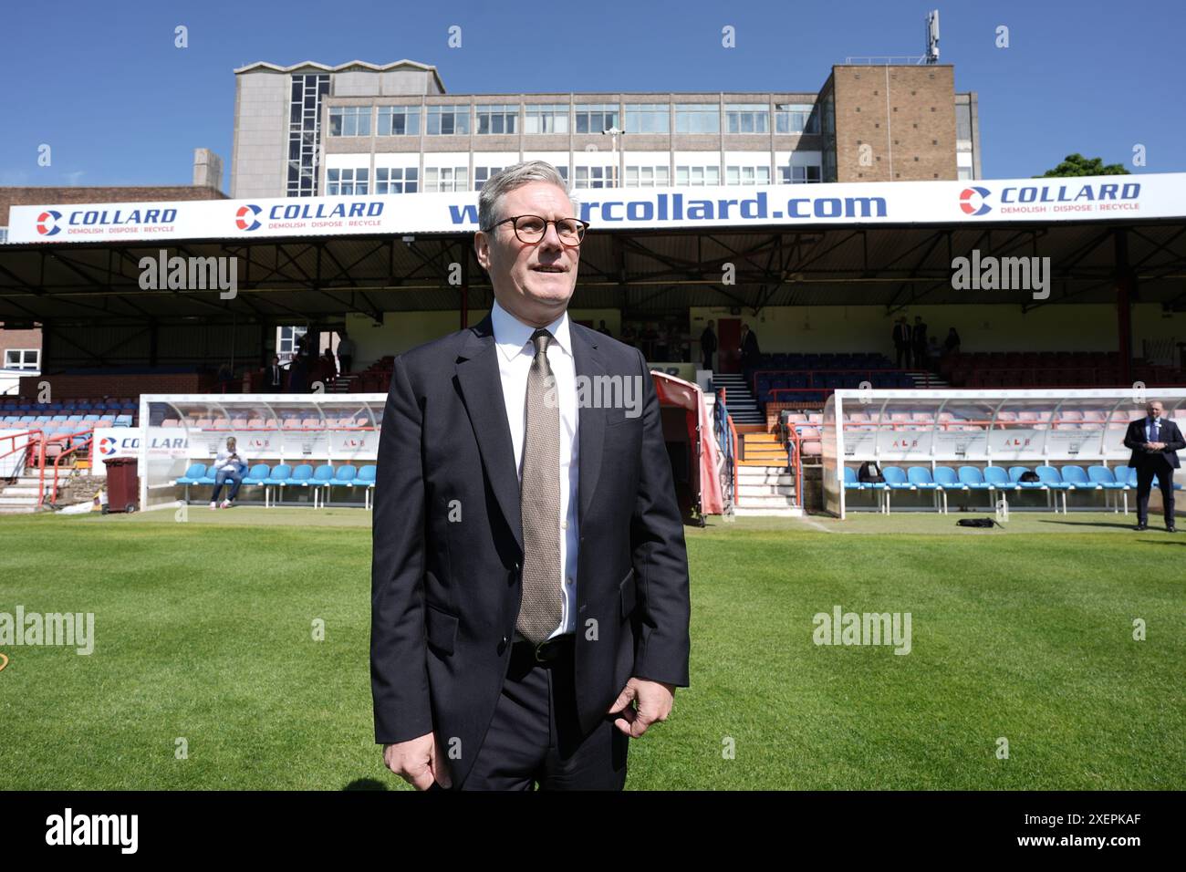 Labour Party leader Sir Keir Starmer at Aldershot Town Football Club in ...