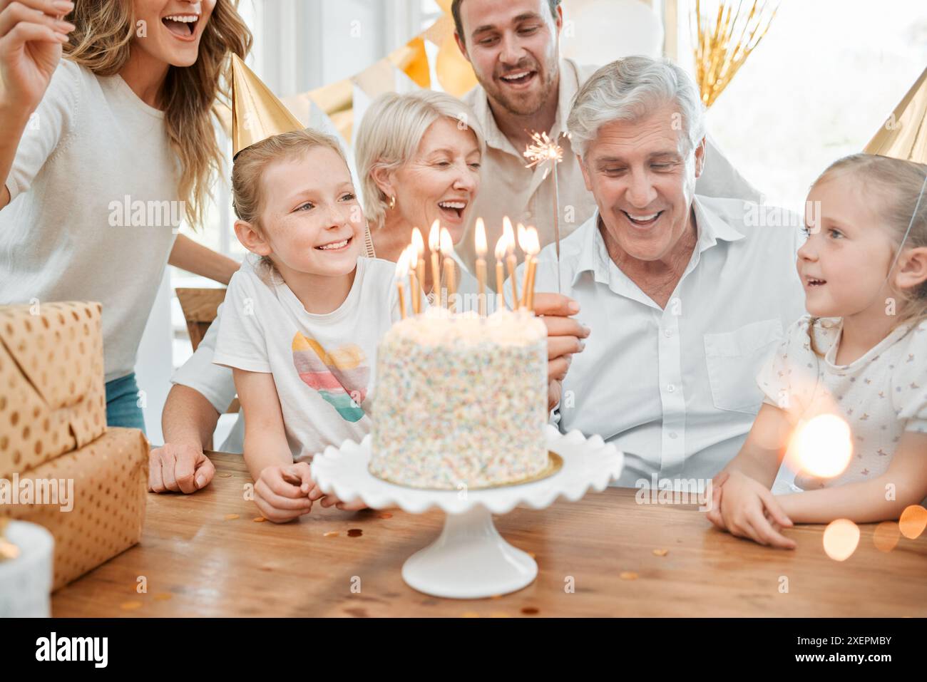 Smile, party and family to celebrate birthday in home, support and ...