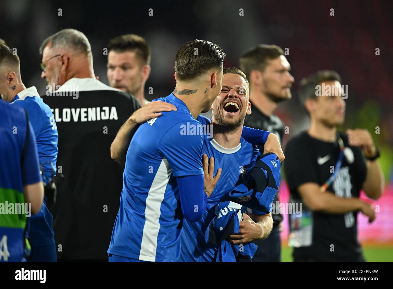 COLOGNE, GERMANY - JUNE 25: players of Slovenia celebrate during the UEFA EURO 2024 group stage ...