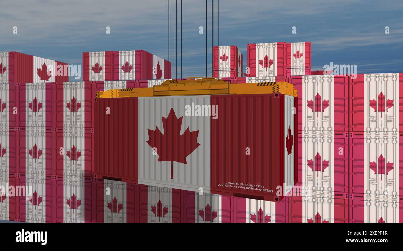 Canada export production and import containers cargo crane. Business ...