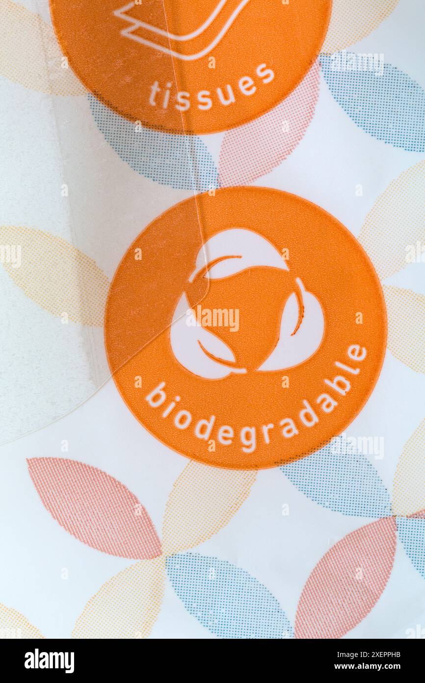 Biodegradable symbol label on pack of Presto gentle moist toilet ...