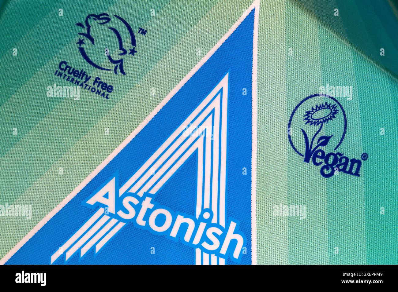 Cruelty Free International and Vegan Astonish symbols on bottle of ...