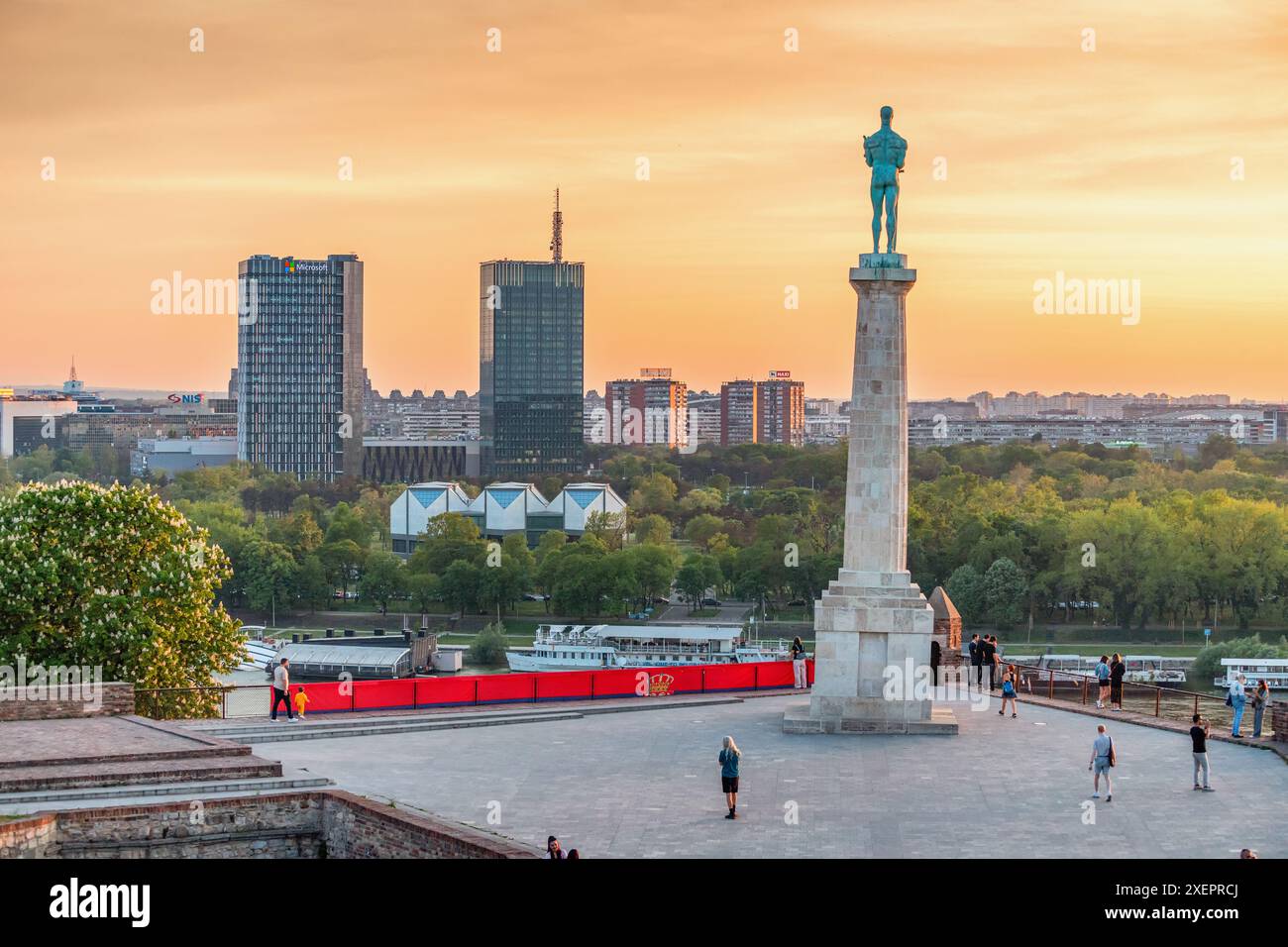 Belgrade, Serbia, 09 April 2024: Pobednik, the statue of victory at ...