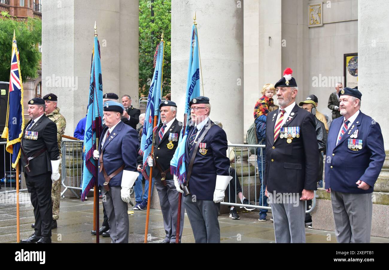Manchester, UK, 29th June, 2024. Armed Forces Day 2024 commemoration, St Peter’s Square, central ...