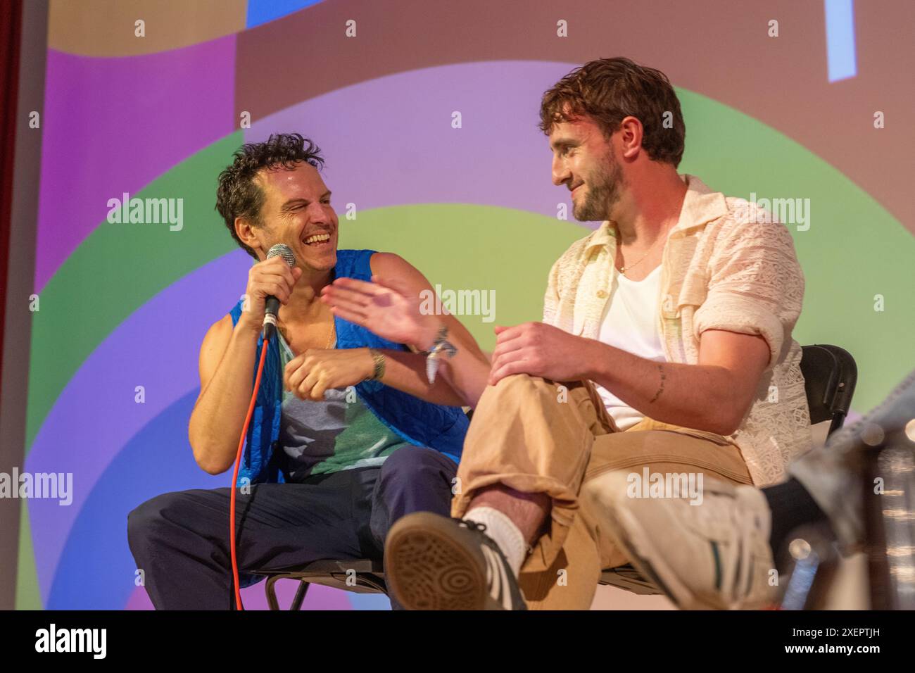 Glastonbury, UK. Friday, 28 June, 2024. Andrew Scott and Paul Mescal at ...