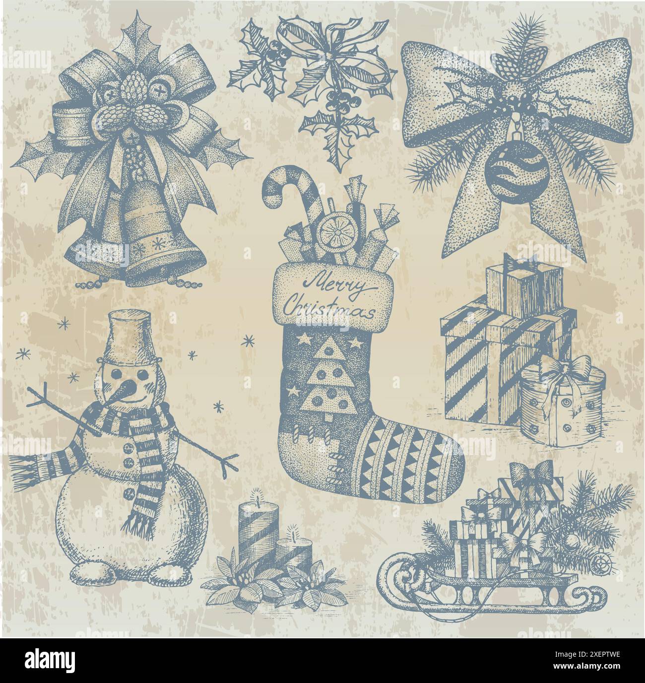 Christmas retro drawings by hand Stock Vector Image & Art - Alamy