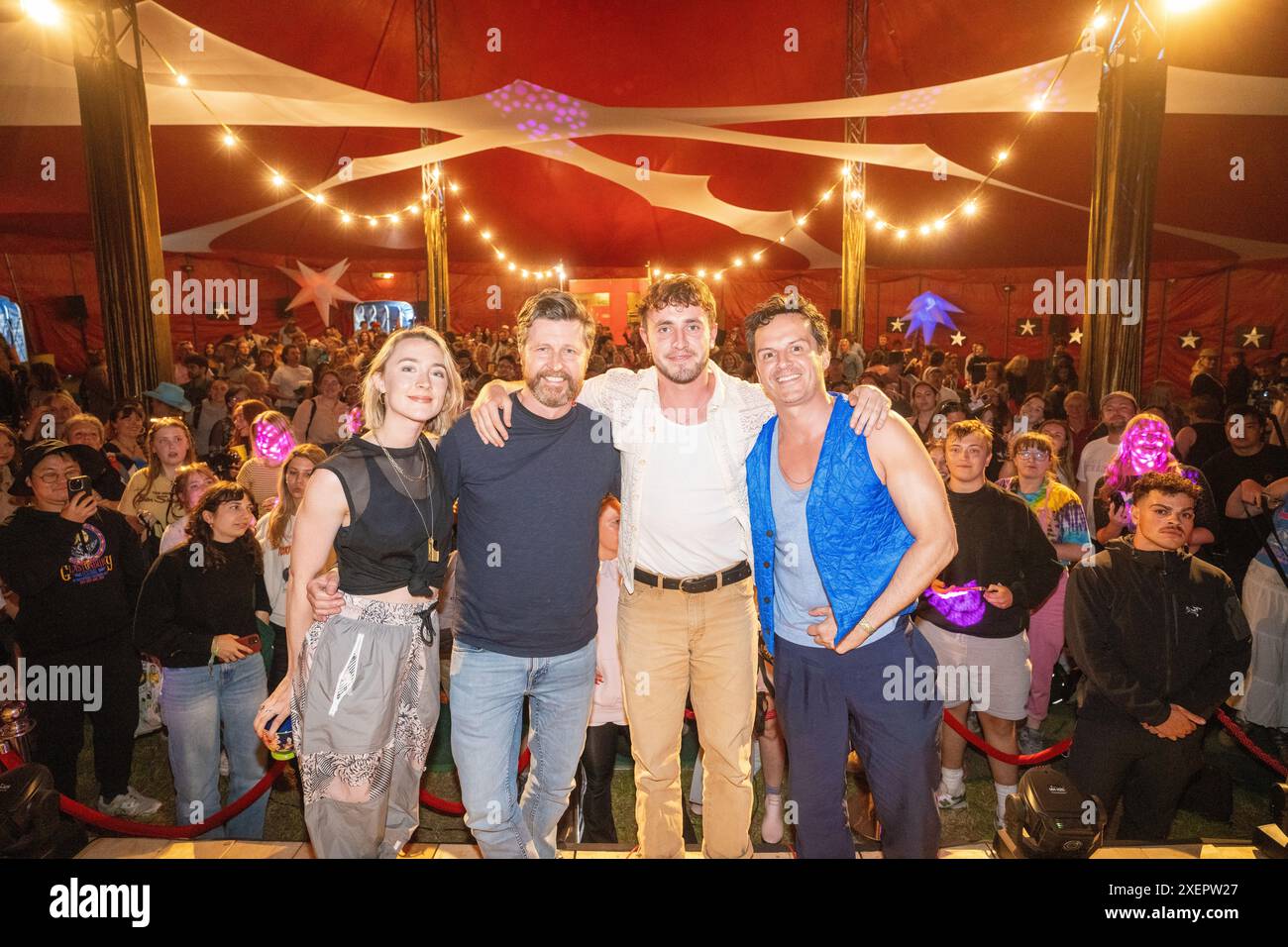 Glastonbury, UK. Friday, 28 June, 2024. Andrew Haigh, Saoirse Ronan ...