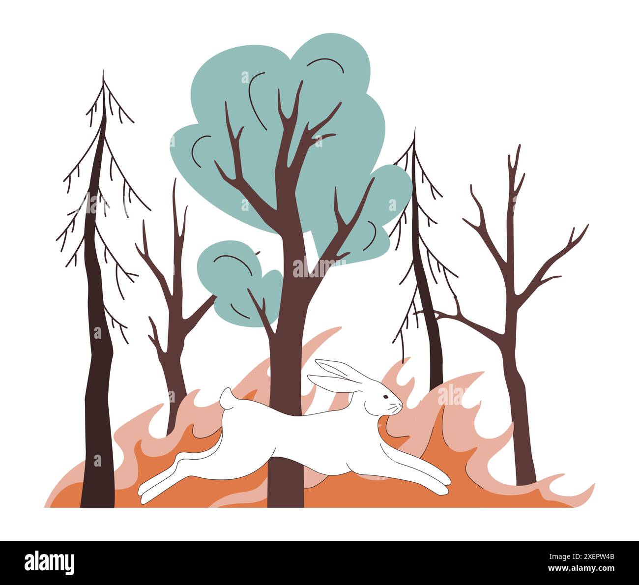 Wildfire. CO2 emission affect on earth. Burning forest trees, dangerous ...