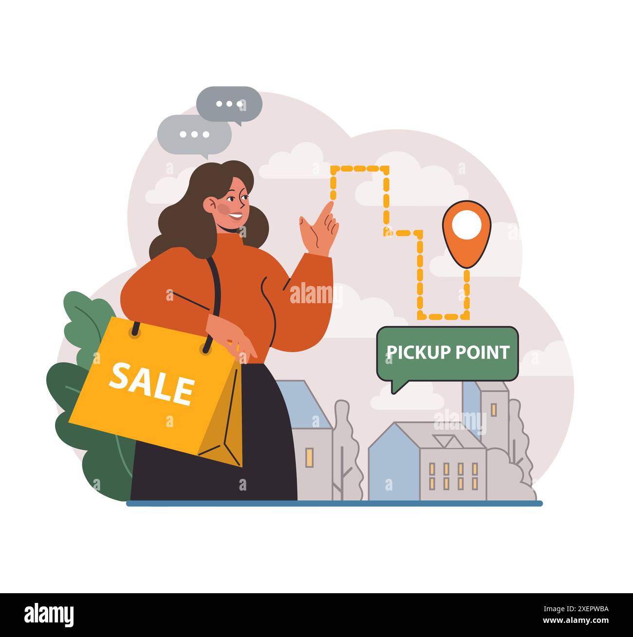 Online shopping. Female customer receiving parcel at pick-up point ...