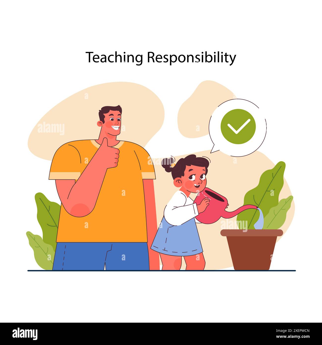 Parenting advice. Little girl learning about responsibility. Girl ...