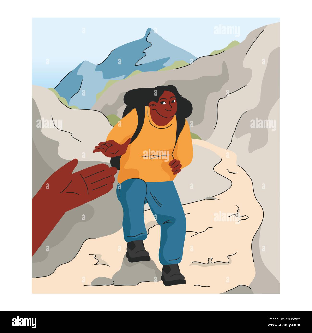 Mountaineering. Mountain climbers with backpacks during nature ...