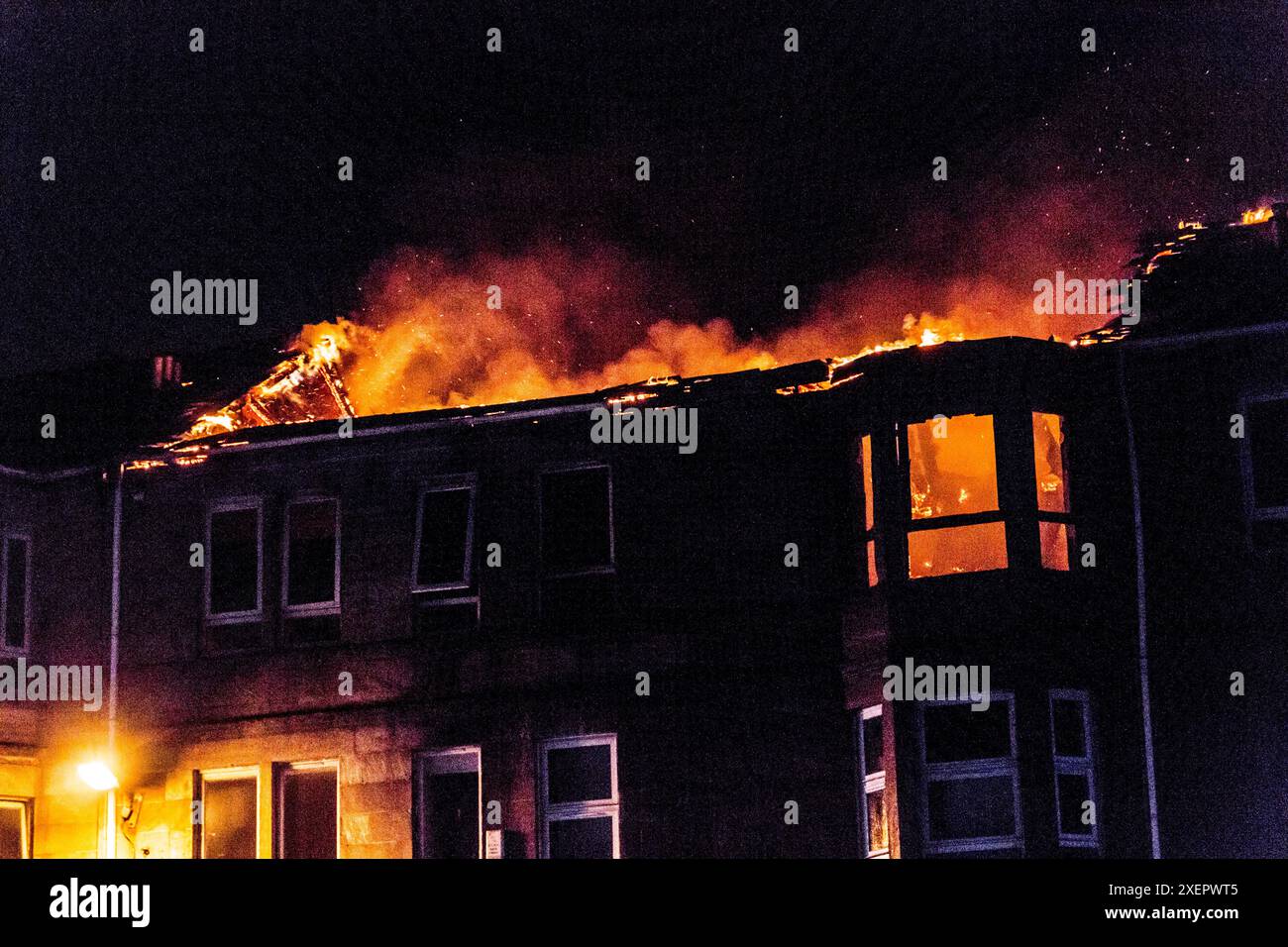 Well Street Paisley West end Fire Renfrewshire July 29th 2024 Stock ...